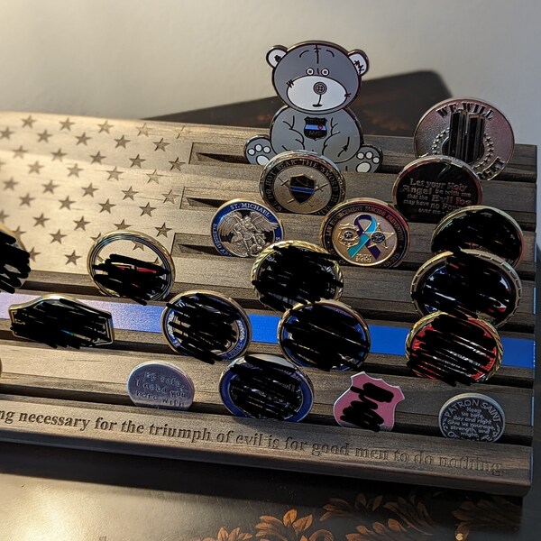 Thin Blue Line Challenge Coin Display - Personalized - Etsy
