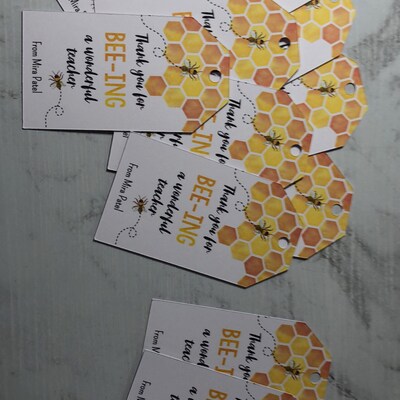 Printable Teacher Appreciation Gift Tag Template, Thank You for Bee-ing ...