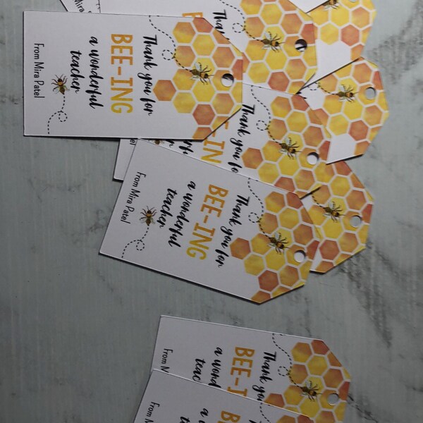 Printable Teacher Appreciation Gift Tag Template, Thank You for Bee-ing ...