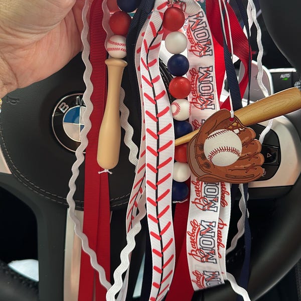 Personalized Baseball Mom Bag Tassel, Baseball Keychain Wristlet ...