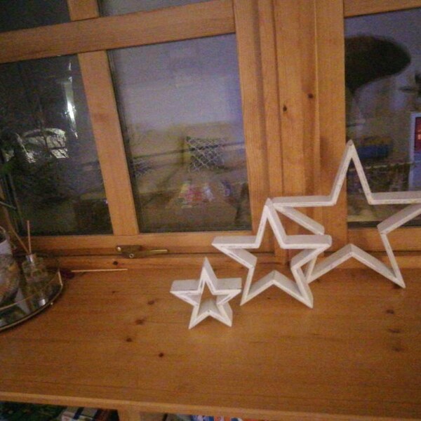 Mantelpiece Wooden Star Set - White - Etsy