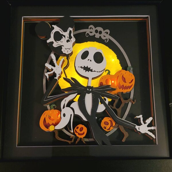 The Nightmare Halloween 3D Box, Jack Skellington Shadow Box Svg, Jack ...
