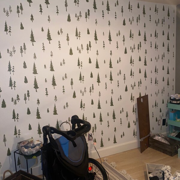 Fir Tree Forest Pattern Wall Stencil - Large Wall Stencils, Tree ...