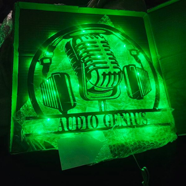 Personalized Music Audio Studio Metal Wall Art LED Light | Custom ...