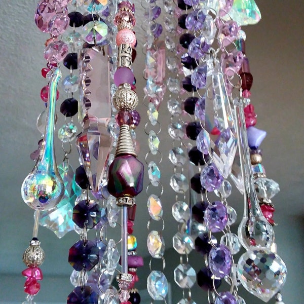 Topaz Purple Orange Crystal Wind Sun Chimes. Garden Art Patio Art ...