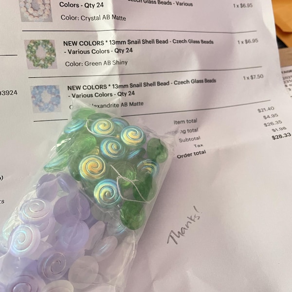 NEW COLORS * 13mm Snail Shell Bead - Czech Glass Beads - Various Colors ...