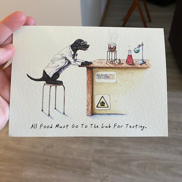 All Food Must Go to the Lab for Testing Card - Black Lab Card - Black ...
