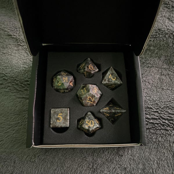 Full Dnd Dice Set Satin Finish Dice Rainbow Matt Glass Dnd Gift D20 ...