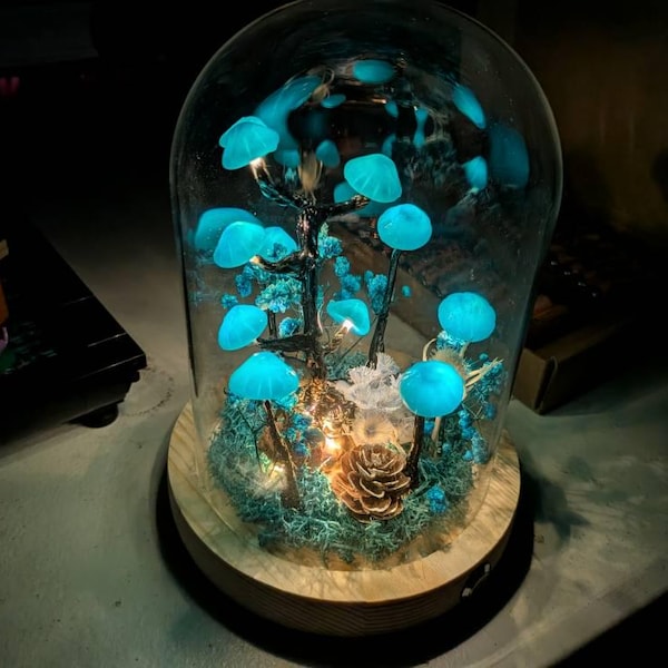 Blue Handmade Mushroom Lamp | Whimsigoth Decor | Bedroom Decor |art ...
