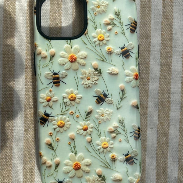 Afternoon Bee-light Spring Bumblebee Phone Case | Embroidery Print ...