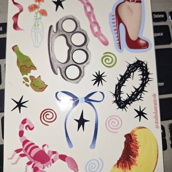 Illustrated Aesthetic Vinyl Sticker Sheet | Series 1 - Etsy