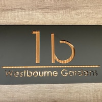 K Smart Sign | Laser Cut Matt Black & Copper Mirror Personalised Door ...