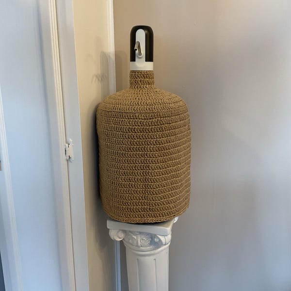 Crochet 5-gallon Water Jug Cover, Handmade Decorative Jute Cover for 18 ...