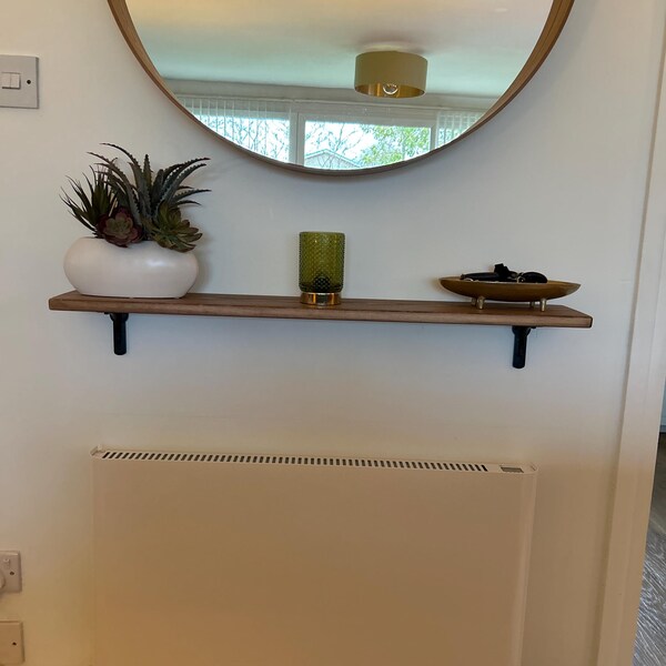 Rustic Solid Wood Radiator Shelf With Cast Iron Brackets | Handcrafted ...