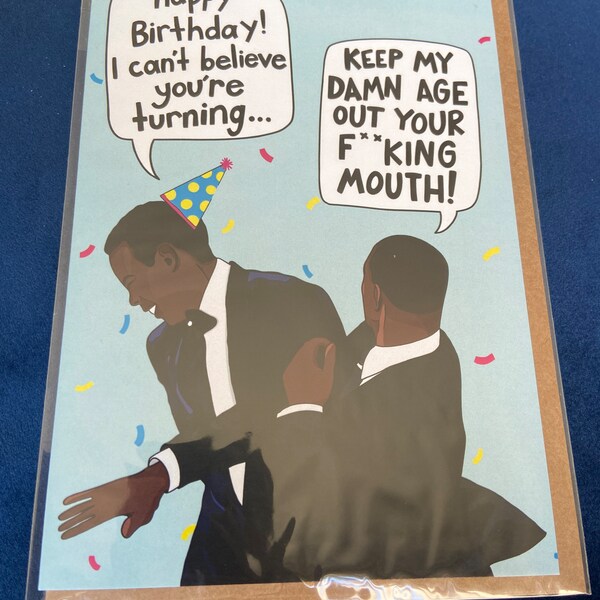 Will Smith Slap Funny Birthday Card, Funny Birthday Card, Will Smith ...