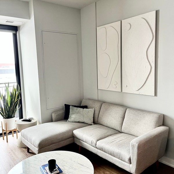 Modern Organic Wall Art 3D | Set of 2 | Framed Wall Sculpture ...