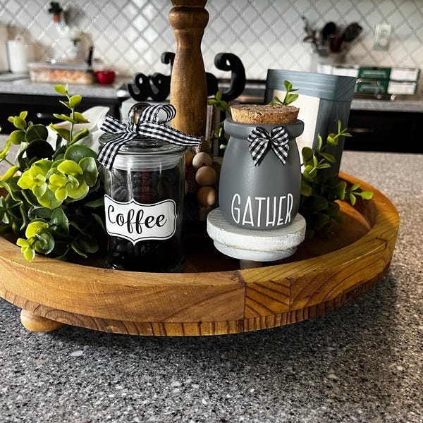 Farmhouse Tiered Tray Decor, Mini Jar for Tiered Tray, Black and White ...