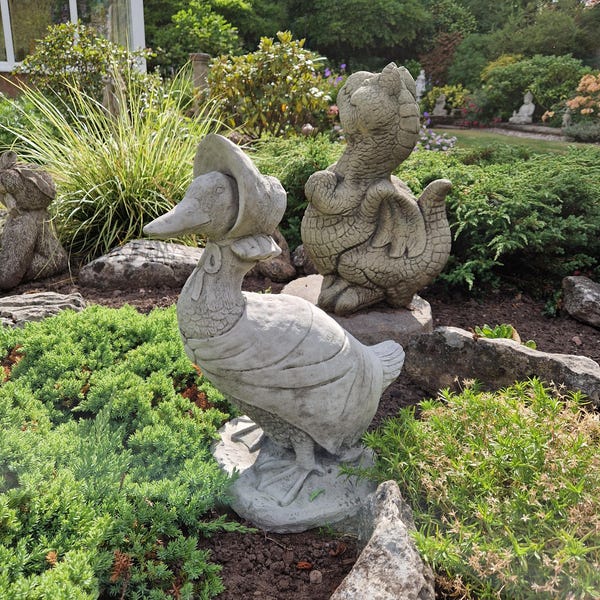 Hand Cast Stone Jemima Puddle-duck Garden Statue Ornament Beatrix ...