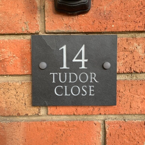 Black Slate House Sign Numbers 1-99 Deep Engraved Handmade Quality 4 X ...