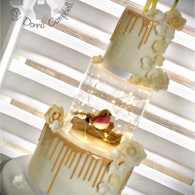 ROUND Cake Stand Acrylic Clear Cake Tier Fillable Cake Stand Riser ...