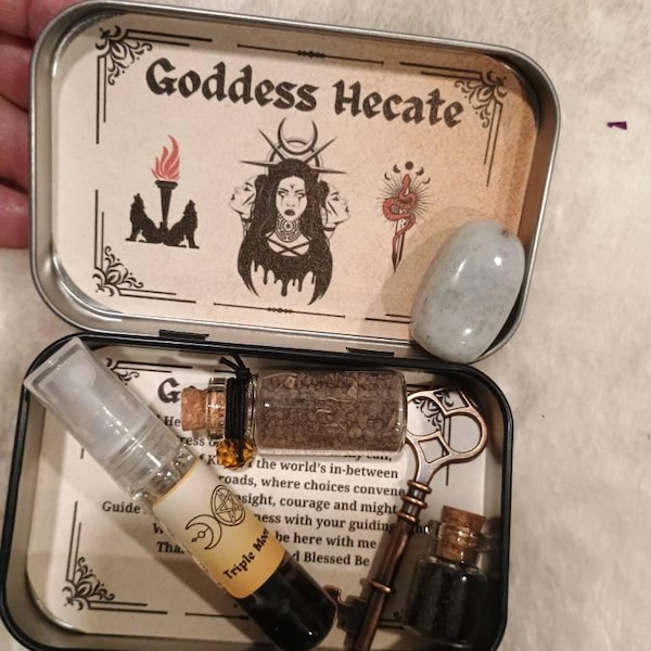 Hekate Altar Tin, Triple Moon Goddess Hekate Shrine Tin, Hecate Altar ...