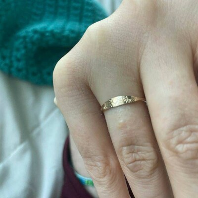 Original Solid Gold Sun Ring Hand Stamped Three Suns Dainty Sunrise ...