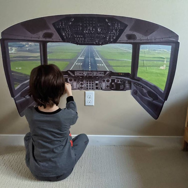 Aviation Wall Art - Cockpit Wall Decal Window Wall Mural | Airplane ...