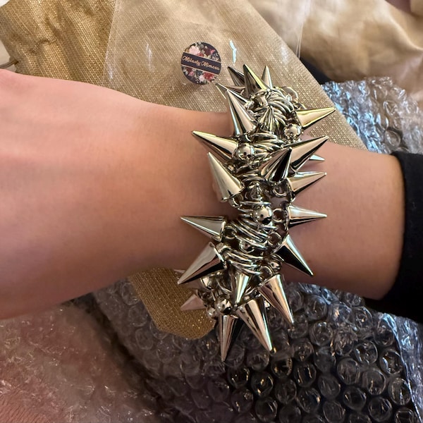 Spike Barb Wire Bracelet, Punk Rock Bracelet, Spike Cuff, Woman Gothic ...