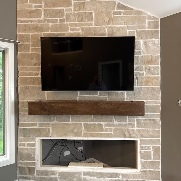 Rustic Wood Fireplace Mantel With Hidden Compartment: Farmhouse Style ...