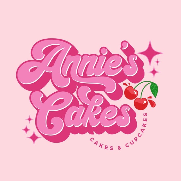 Pink Retro Logo, Pretty Beauty Logo Bundle, Funky Logo Branding Set ...