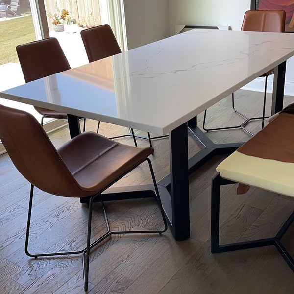 Chevron Table Base - Heavy Duty Frame - Stone Table Base - Metal Table ...