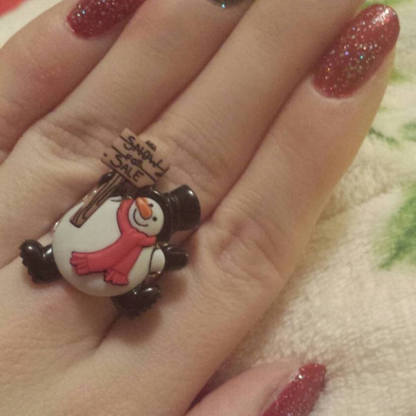Snowman Ring. Snow Ring. Holiday Ring. Happy Snowman Ring. Christmas ...