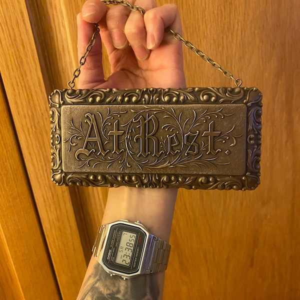 Victorian Coffin Plaque Ornament, Handmade, Cold Cast Bronze, Gothic ...