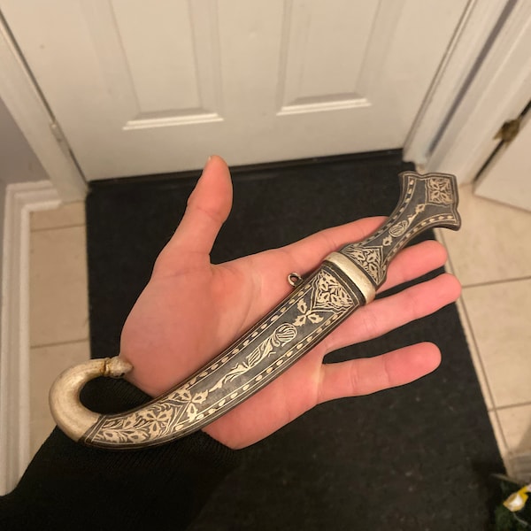 Vintage Indian Mughal, Islamic Ankush Elephant Goad and Axe Silver and ...