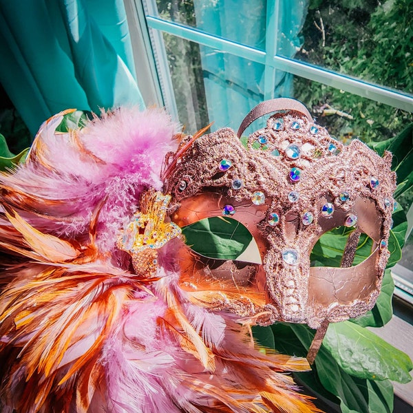 Mask on a Stick- Pink Mask- Mardi Gras - Etsy