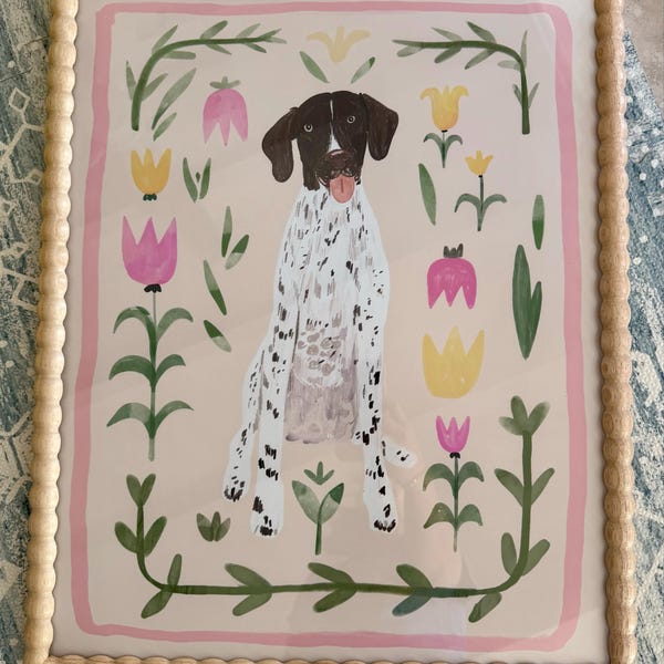 Custom Pet Portrait Watercolor Custom Floral Pet Art Memorial ...