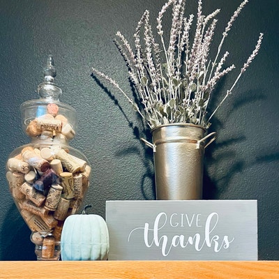 Give Thanks Vinyl Stencil, Vinyl Decal, Thankful Stencil, Wood Sign ...