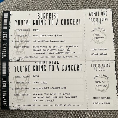 Scratch Reveal Concert Ticket DIY Surprise Gift Card - Etsy