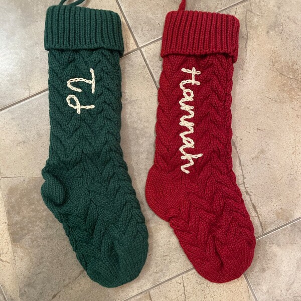 Personalized Christmas Stocking// Hand Embroidered Stocking// Stocking ...