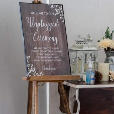 Unplugged Ceremony Sign, Rustic Unplugged Wedding Sign, Babys Breath ...
