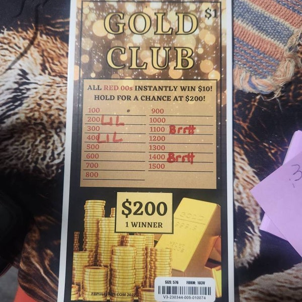 Gold Clubis a One-window, Pull Tab Game With 576 Cards at 1.00each and ...