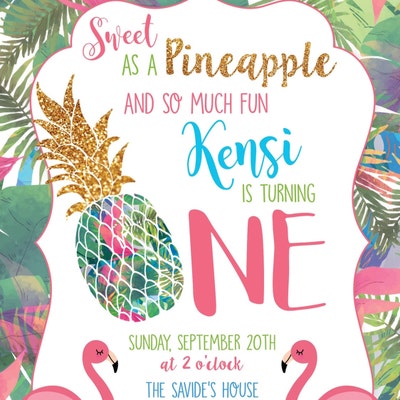 Sweet as A Pineapple First Birthday Invitation Printable - Etsy