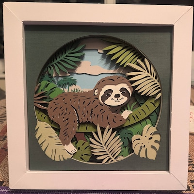 Sloth Shadow Box SVG Template, Layered Paper Cut Nursery Wall Art ...