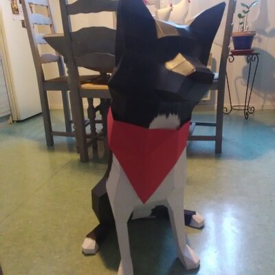 Border Collie Trophy Head Papercraft, DIY Home Decor, Paper Animal ...