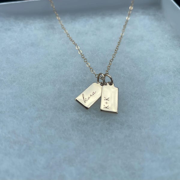 Personalized Mini Tag Necklace • 14K Gold Filled Tag Necklace • Custom ...