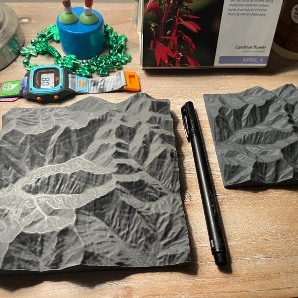 Custom Topographic Model - 3D Printed Light Gray Stone or Slate ...
