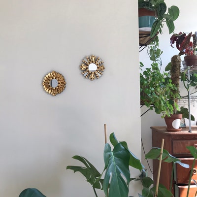 Small Sunburst Mirror Set 6 gold Sun, Handmade Round Mirror Wall 6d ...