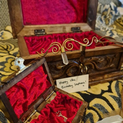 Personalized Large Secret Lock Jewelry Box With Key, Vintage Wood Box ...