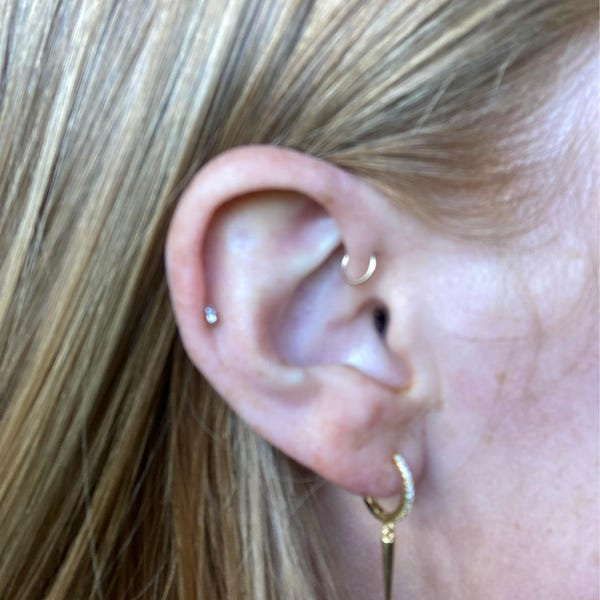 ANTI-TRAGUS HOOP • Waterproof • Cartilage Ring • 14k Gold Filled, Rose ...