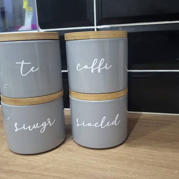 Minimalist Tea Coffee Sugar Decals, Any Word Vinyl Labels, Vinyl ...